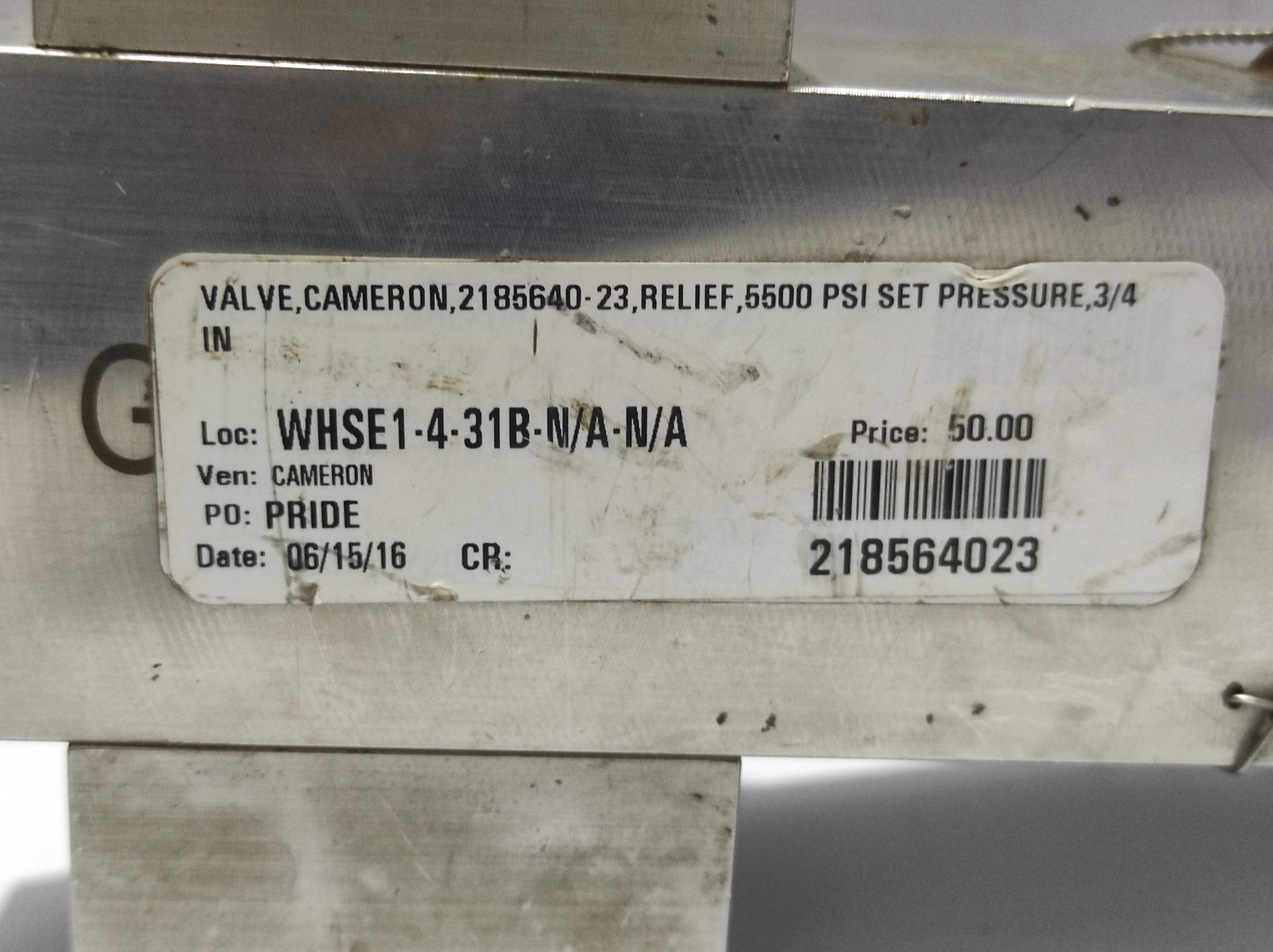 Gilmore Cameron 2185640-23 Relief Valve 5500 PSI - S N Ship Spares