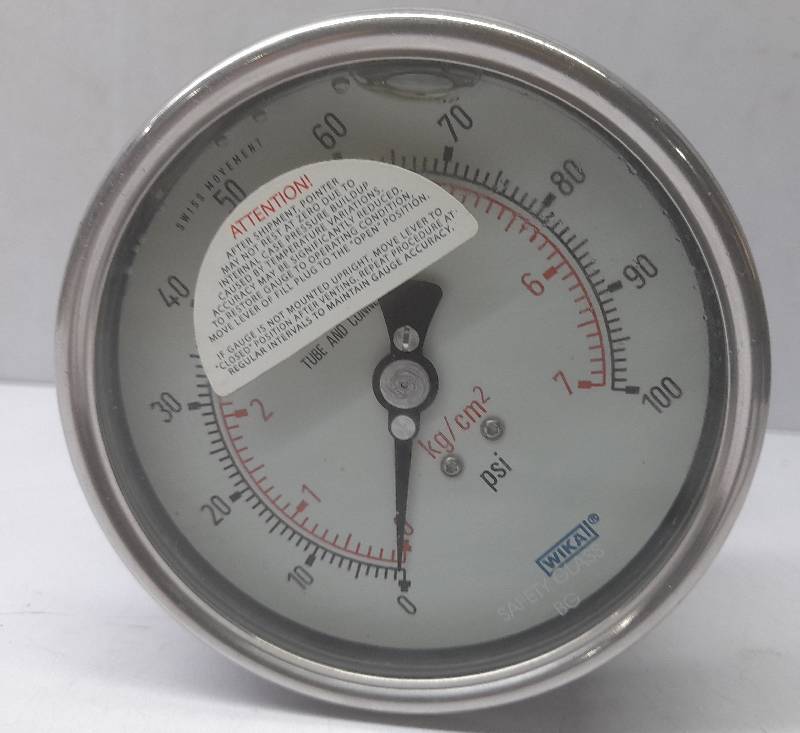 Wika 0 100 PSI 0 7 Kg cm2 Pressure Gauge S N Ship Spares