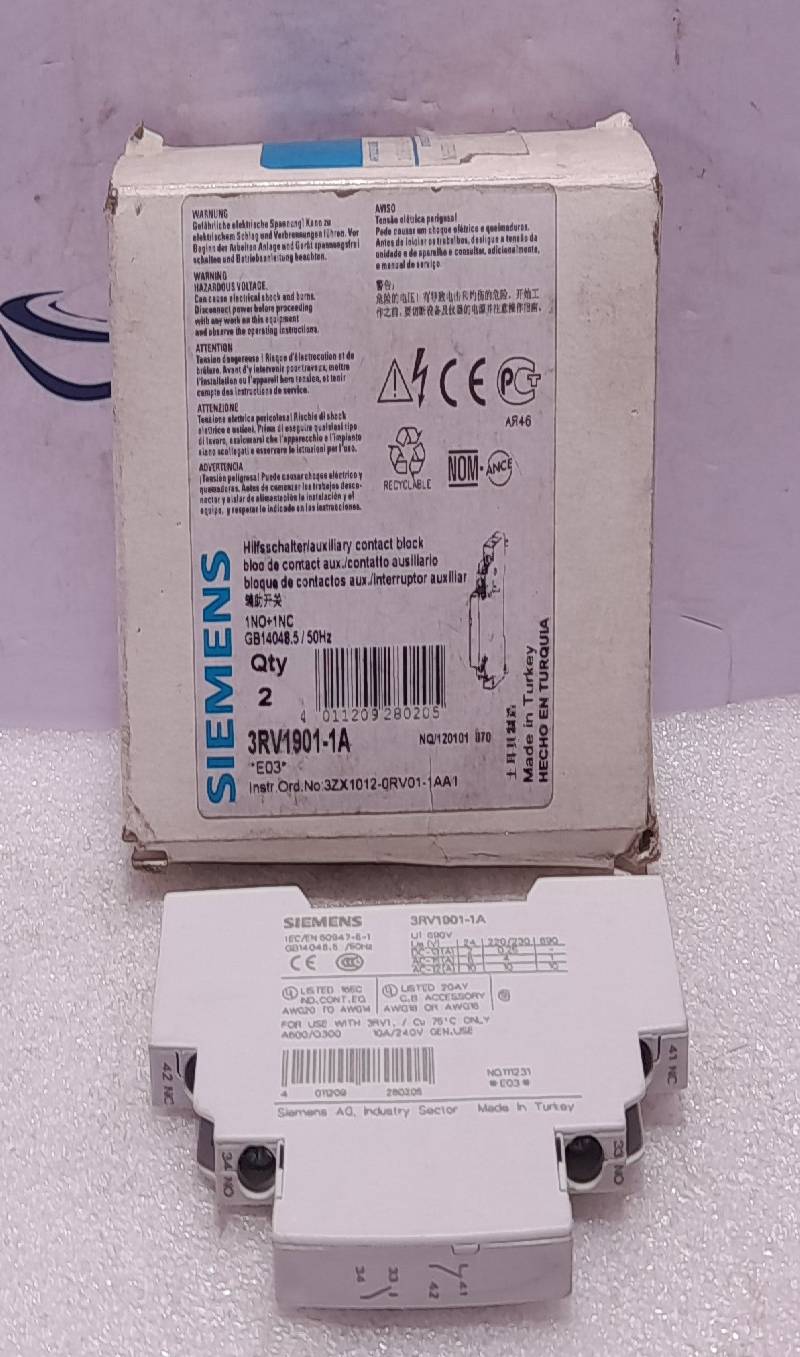Siemens 3RV1901-1A Contact Block 1NO+1NC GB14048.5/50Hz Quincy QEC ...